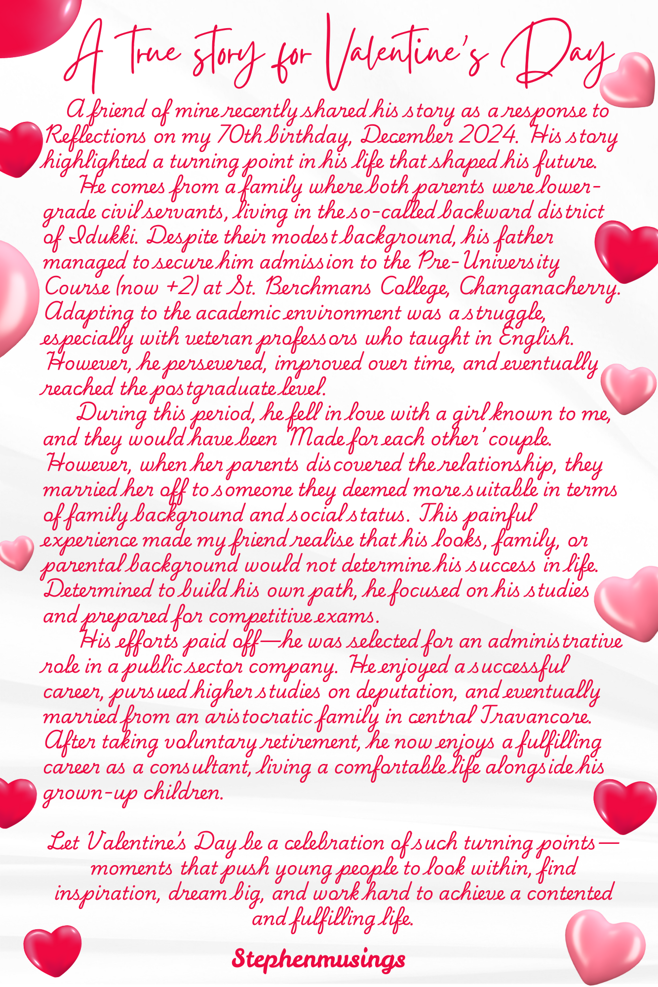 A TRUE STORY FOR VALENTINES’ DAY – Stephen Musings